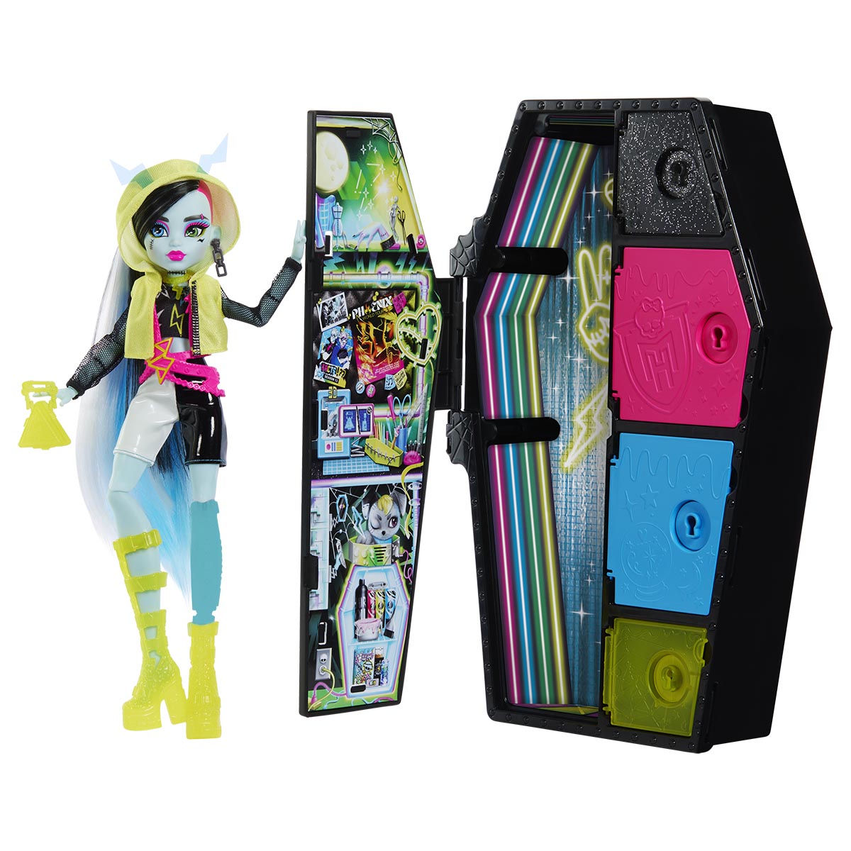 Monster High Skulltimate Secrets: Neon Frights Frankie Stein Doll Set ...