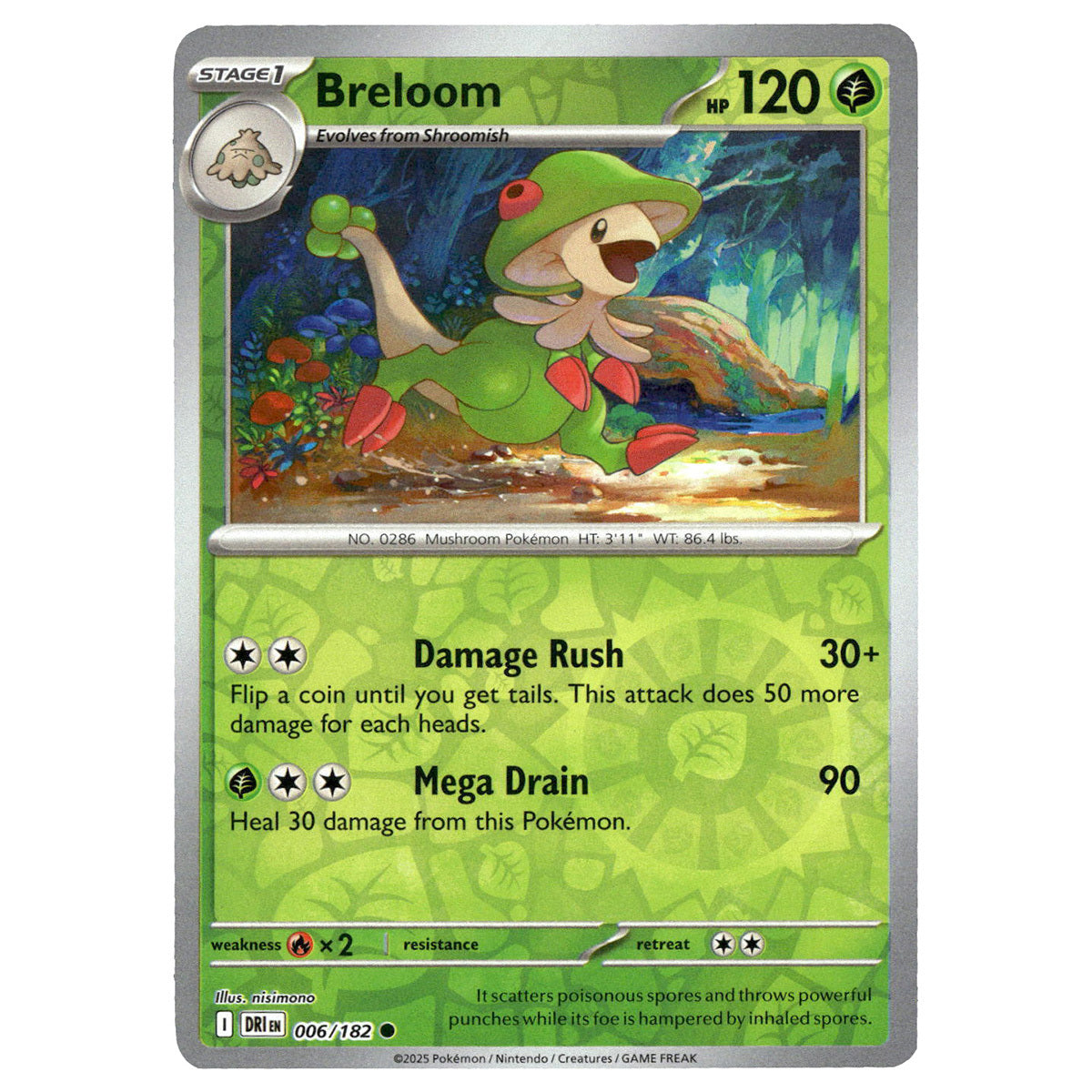 Breloom #006/182 Pokémon SV10: Destined Rivals Reverse Holo — Booghe