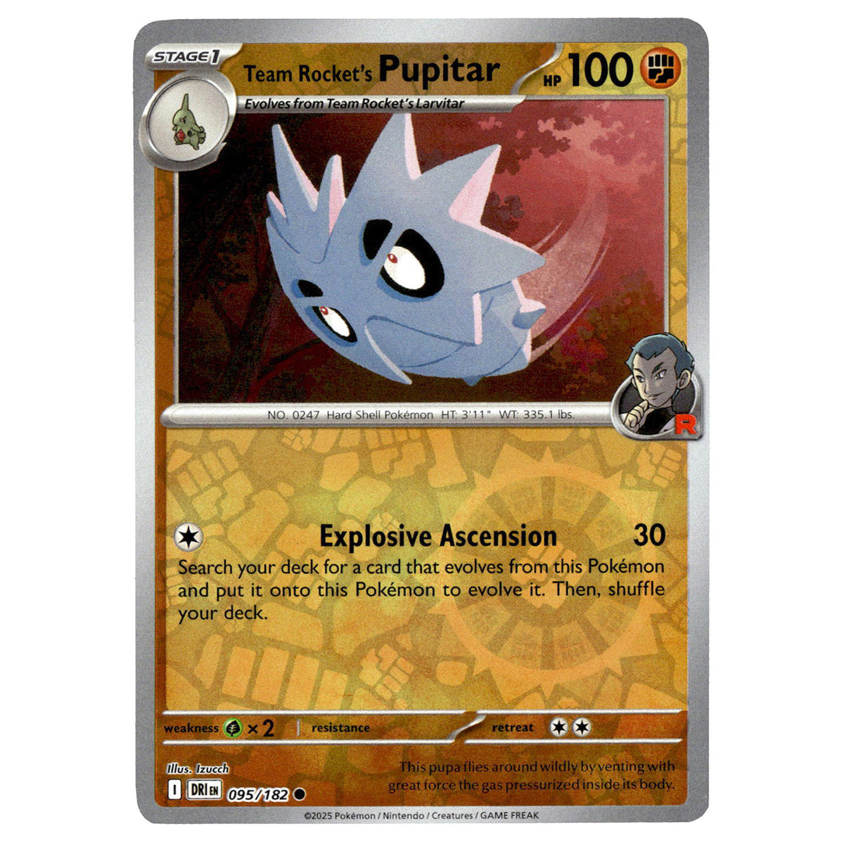 Team Rocket's Pupitar #095/182 Pokémon SV10: Destined Rivals Reverse H ...