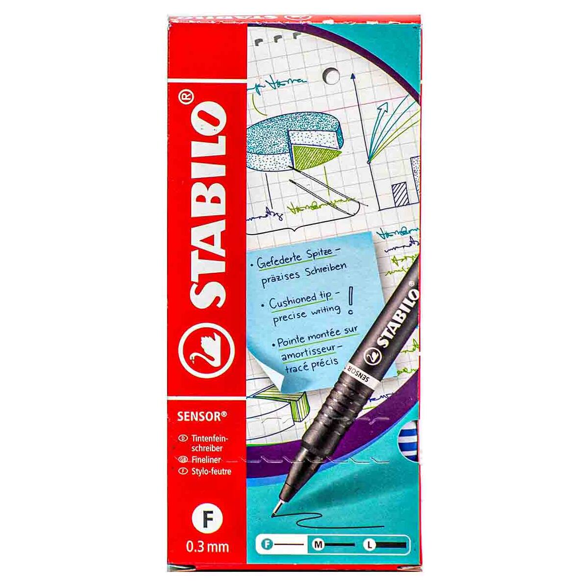 STABILO SENSOR F fineliner Pens Blue (10 Pack) — Booghe