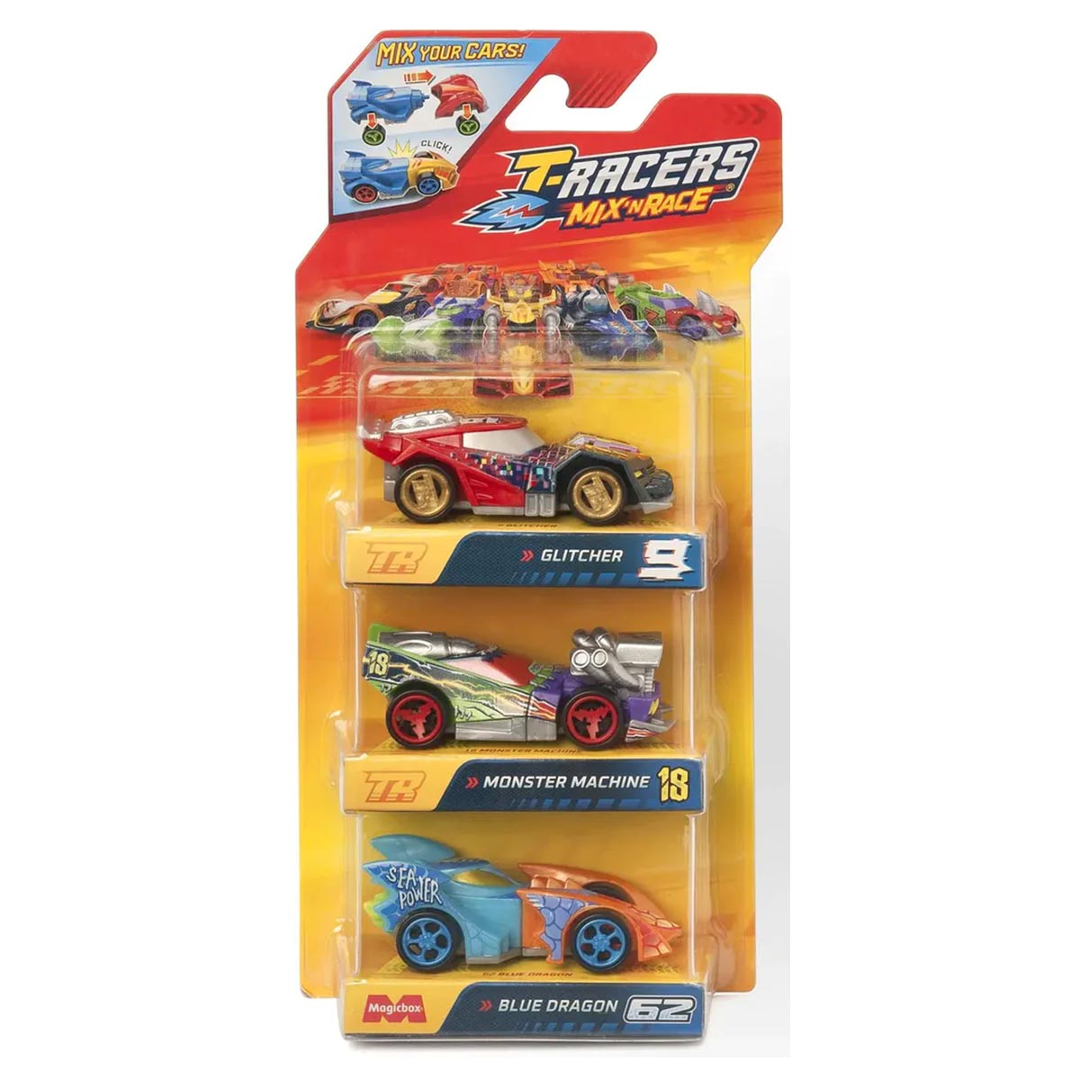 T-Racers Mix 'N Race Cars - Glitcher - Monster Machine - Blue Dragon ...