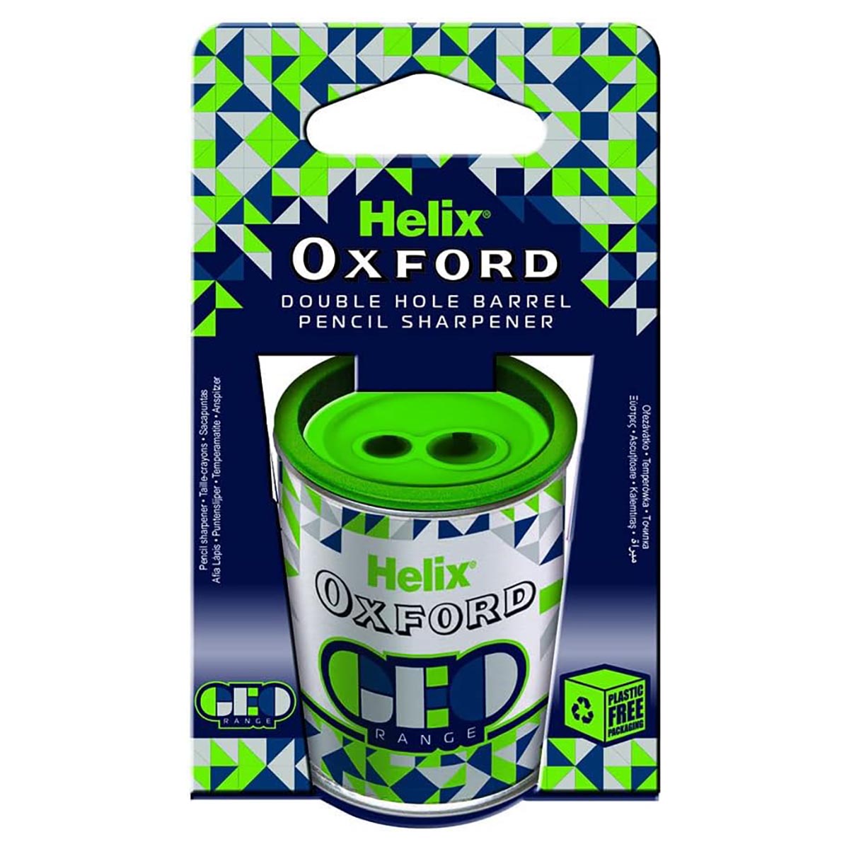 Helix Oxford GEO Range Double Hole Barrel Pencil Sharpener — Booghe