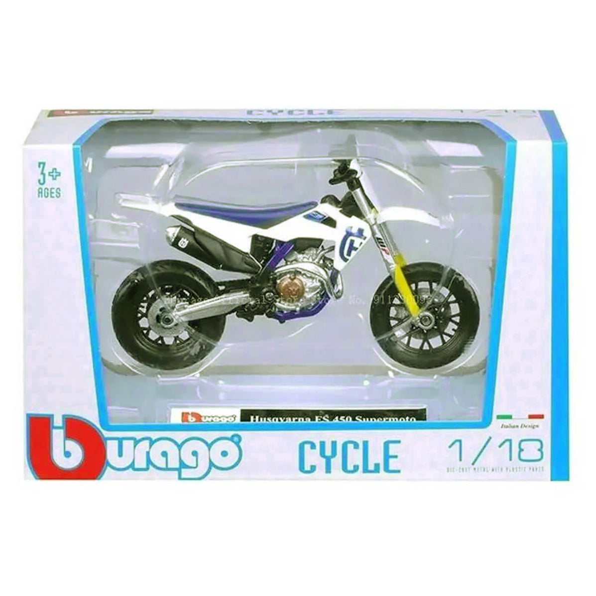 Bburago Husqvarna FS 450 Supermoto Cycle 1:18 Die-Cast Model — Booghe