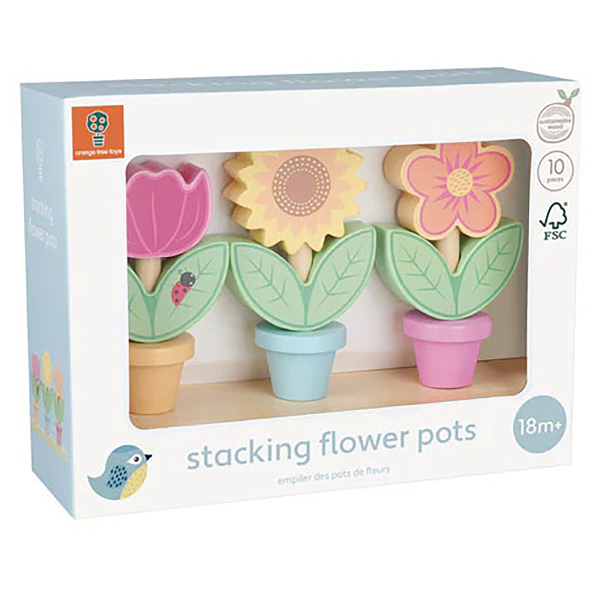 Orange Tree Toys Wooden Stacking Flower Pots — Booghe