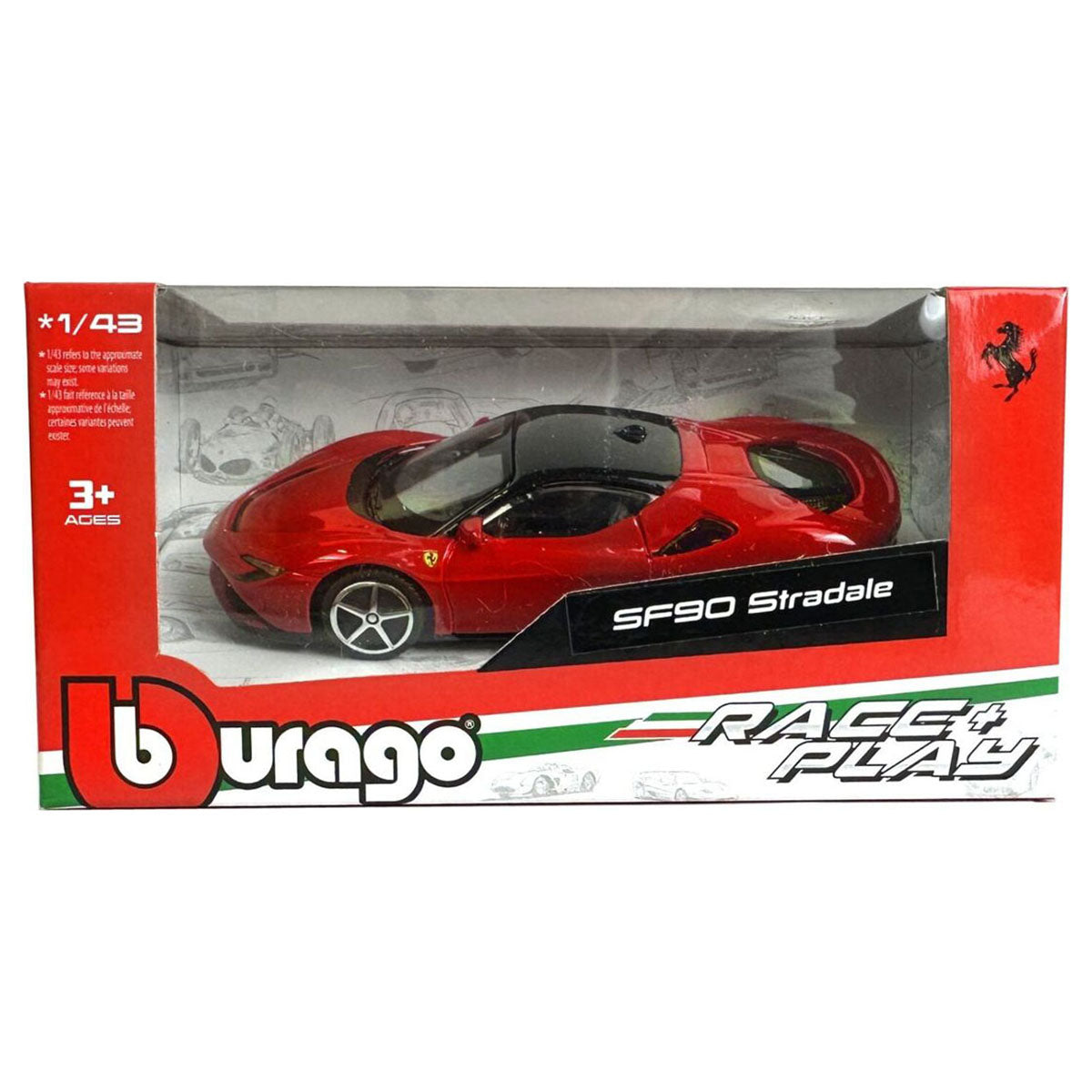 1:43 Ferrari SF90 Stradale Race & Play Diecast Model Car - Collectible ...