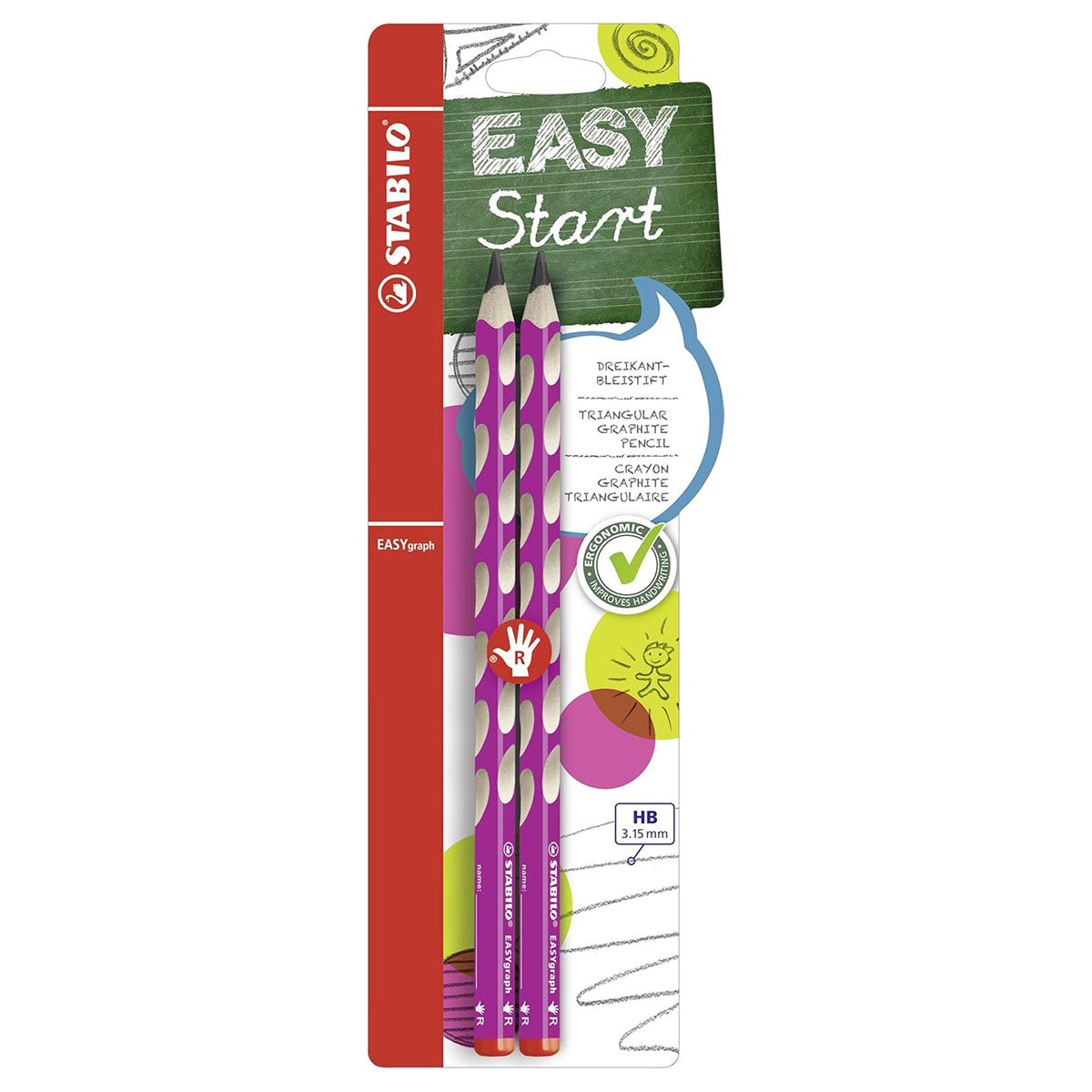 STABILO EASYgraph Ergonomic Triangular Graphite HB Pencil Right-Handed ...