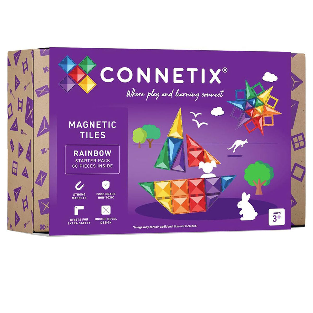 Connetix Magnetic Tiles Rainbow Starter Pack 60 Pieces — Booghe