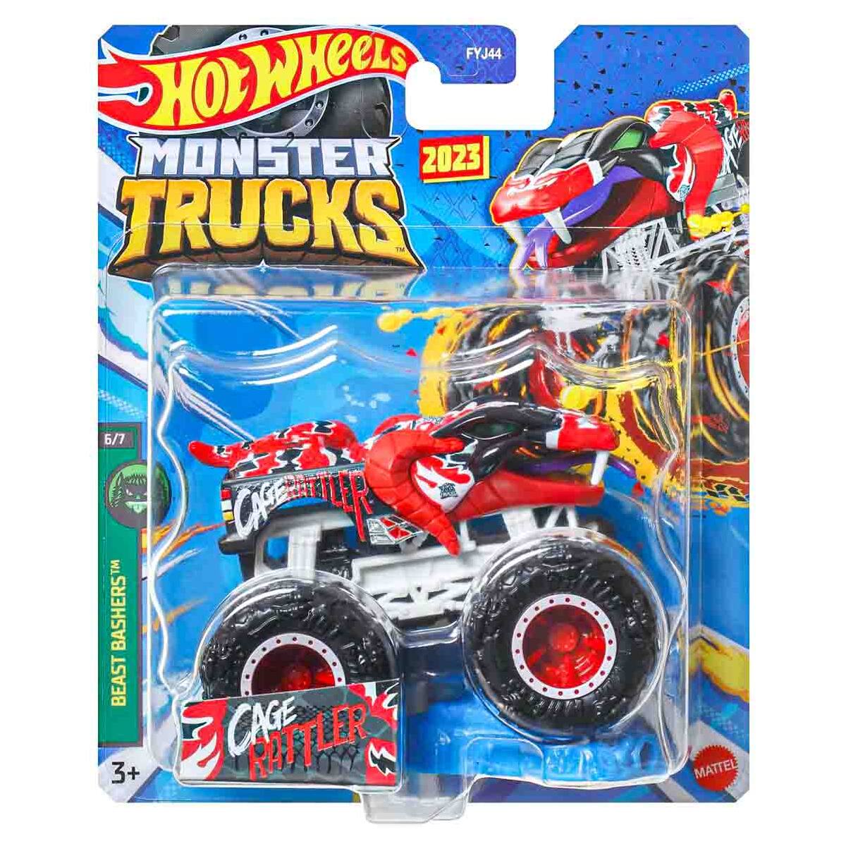 Hot Wheels Monster Trucks 2023: Beast Bashers: Cage Rattler Vehicle ...