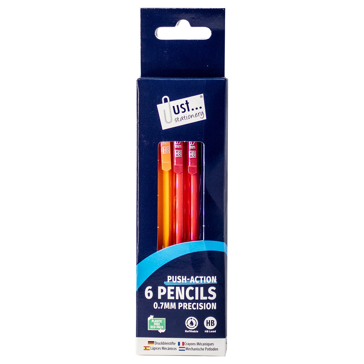 Just Stationery Push-Action Mechanical Pencils with Eraser Tips (6 Pac ...