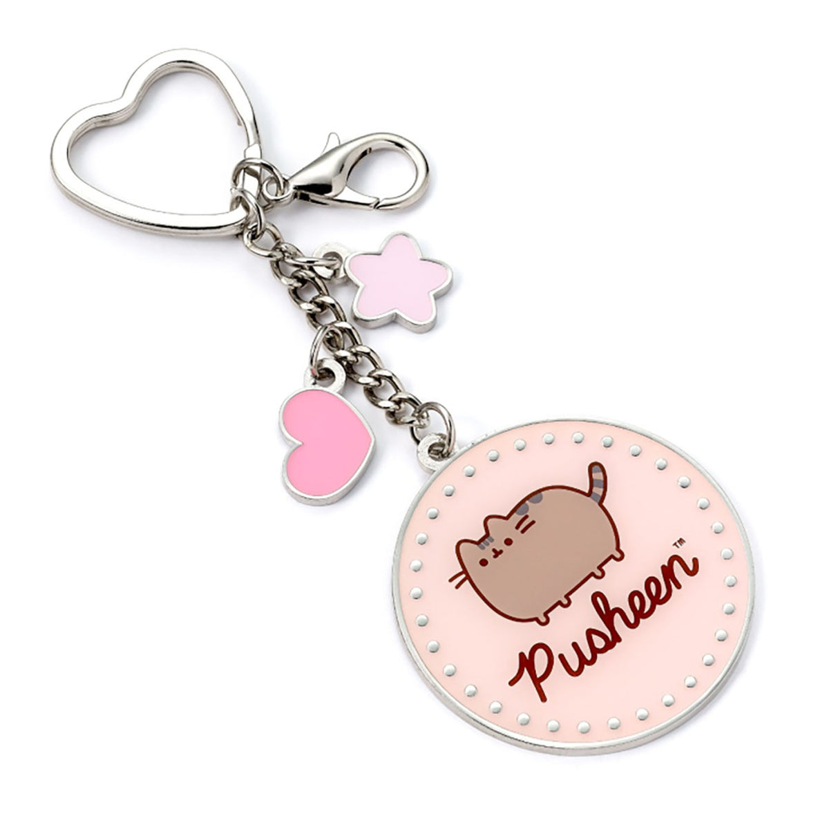 Pusheen the Cat Logo Pink Keyring with Mini Charms — Booghe