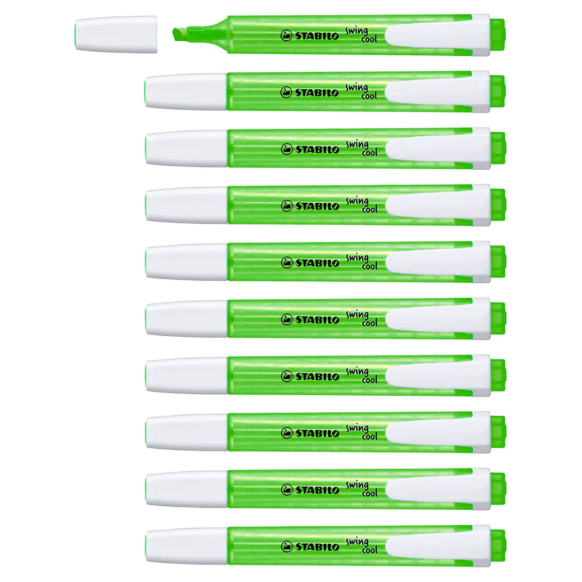 STABILO swing cool Green Highlighter Box of 10 — Booghe